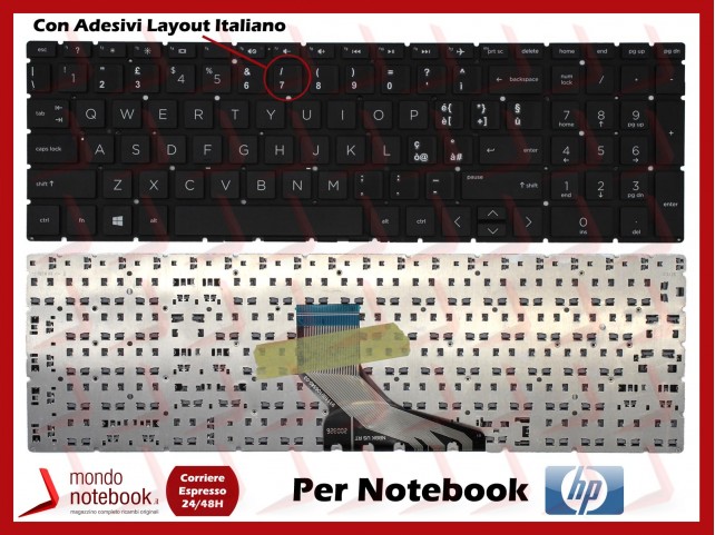 Tastiera Notebook Hp 15 Da 15 Db 15 Dr 250 255 G7 Nera Con Adesivi